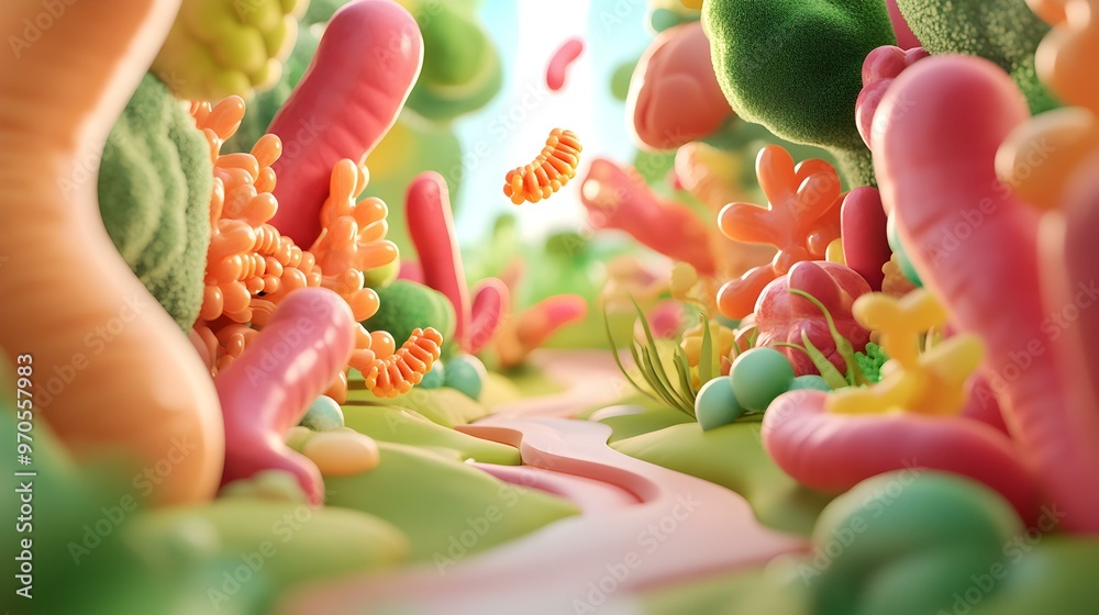 Human digestive system illustration, highlighting prebiotics and ...