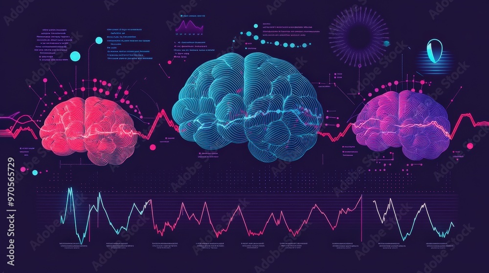 infographic about brain waves, featuring labeled diagrams of various ...