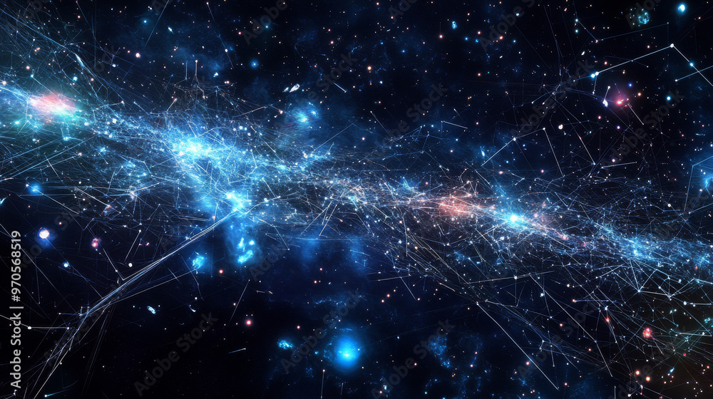 picture shows a virtual reality world.It looks like a starry night sky ...