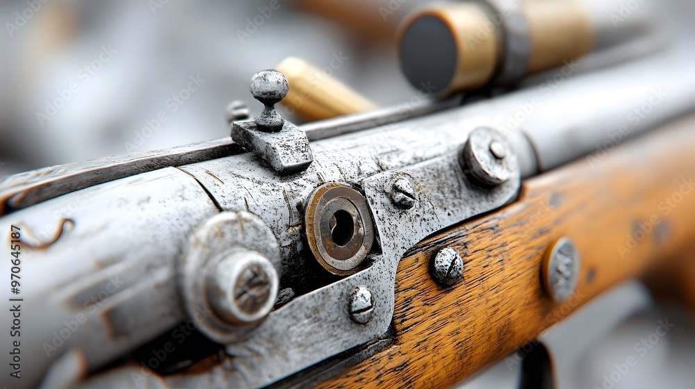 Detailed 3D Rendering of Vintage Flintlock Musket Mechanism ...