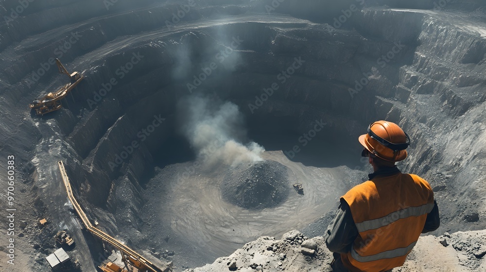 Mining Worker Setting Up Controlled Explosives for Rock Blasting Stock ...