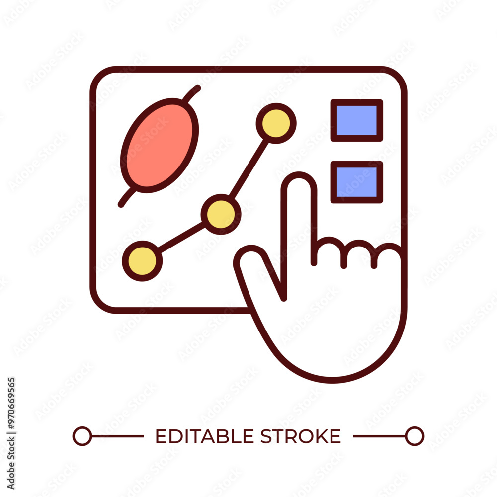 Lymph node diagram RGB color icon. Lymphatic system screening. Medical ...