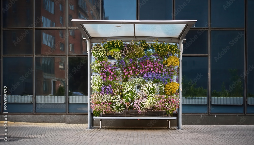 Urban Bloom. Modern Bus Stop Transformed into a Vertical Garden with ...