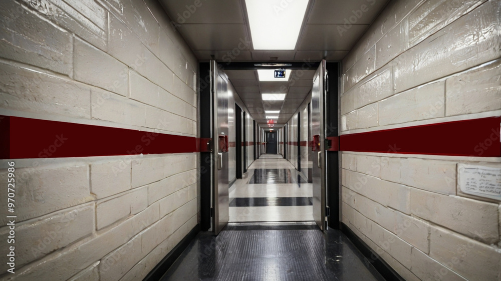 Detailed indoor evacuation route diagram, highlighting clear paths and ...