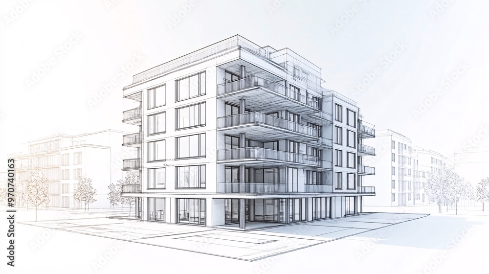 33. House building sketch architectural 3d illustration. Technical ...