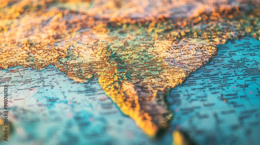 Closeup of border between Andhra Pradesh and Telangana in sharp focus ...