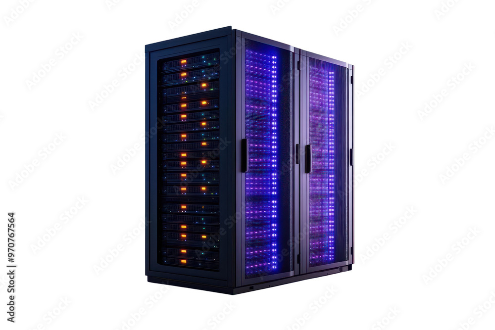 Foto Modern data server with illuminated components showcasing advanced technology and efficient ...