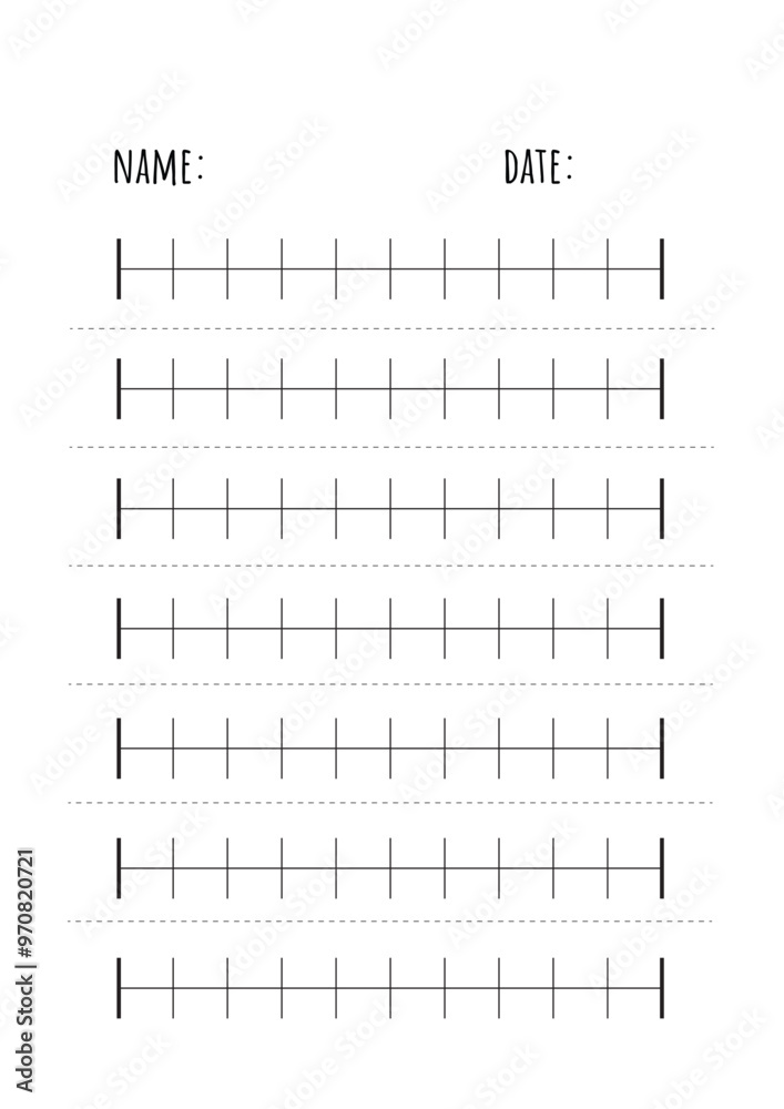 Blank Number Line Printable With Tick Marks Vector Design on White ...