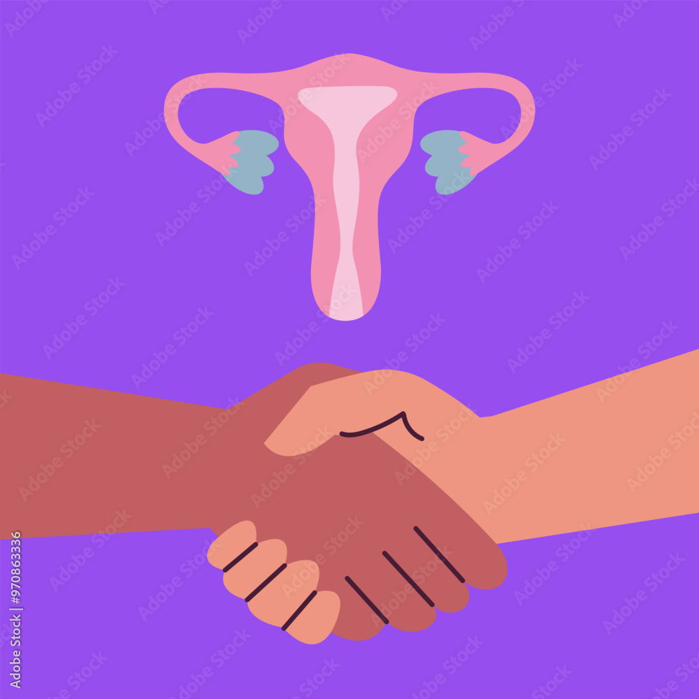Healthy female reproductive system with handshake. Female anatomy ...