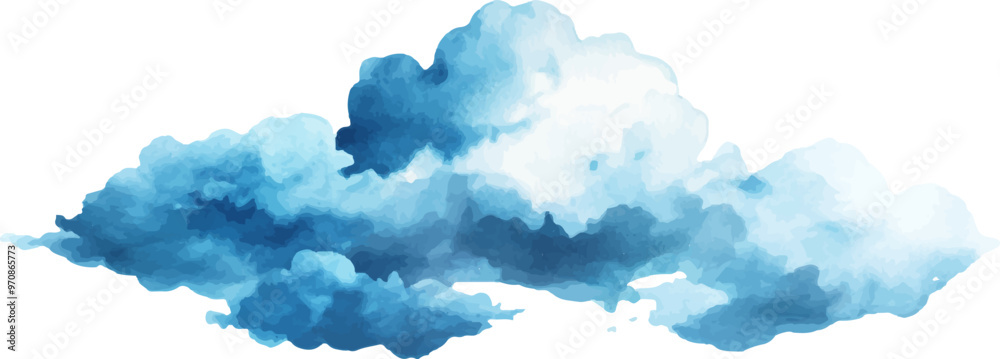 Watercolor blue clouds clipart, white background Stock Vector | Adobe Stock
