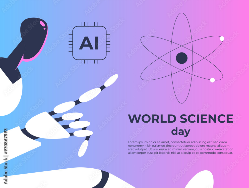 World science day with Artificial intelligence robot. Suitable for ...