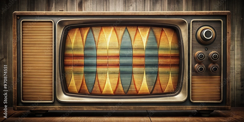 Retro-style television screen filter with distressed, wavy lines ...
