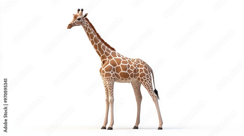Giraffe clipart, element, 3D illustration, realistic, isolated on white ...