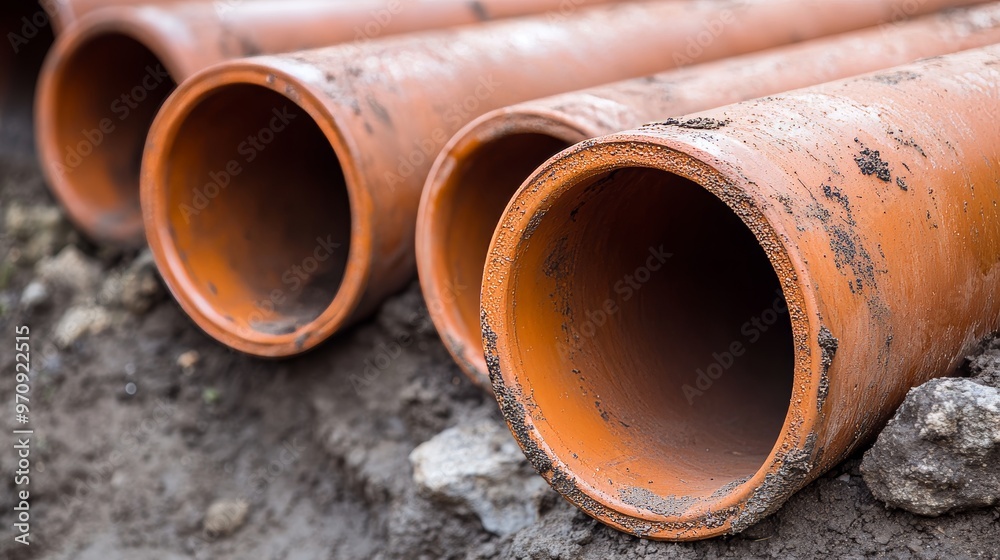 Sewerage clay pipe. Vitrified clay pipe or VCP is pipe made from a ...