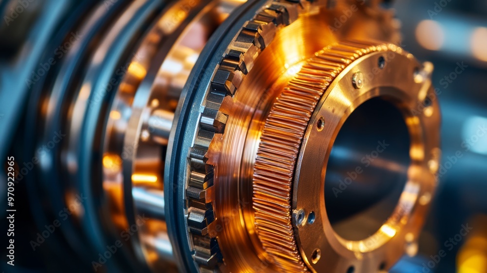 Copper commutator bar of the electric motor close up. Electric motor ...