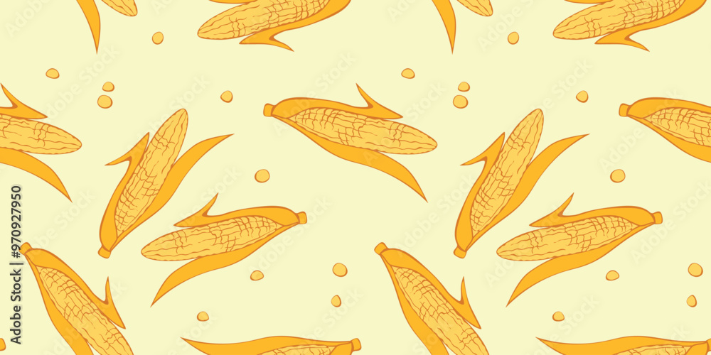 Maize Seamless pattern. Vector Vegetable background. Hand drawn doodle ...