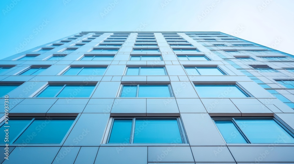 Building wall exterior: front facade of tall building: contemporary ...