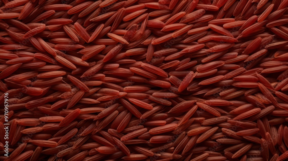 Red rice background image with many rice pieces in same color. Neural ...