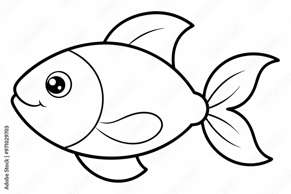 cartoon fish coloring page Stock Vector | Adobe Stock