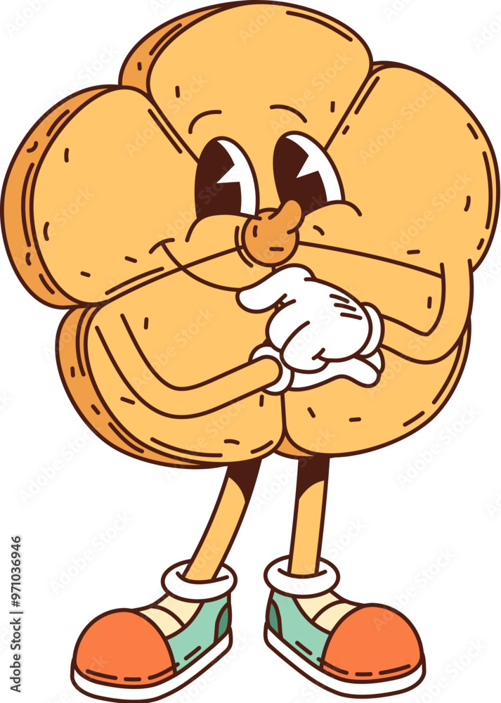 Cartoon groovy japanese monaka dessert character. Isolated vector fun ...