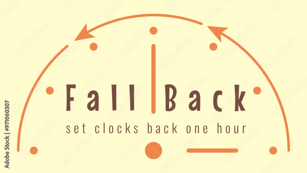 Fall back minimalist banner. Daylight saving time end background with ...