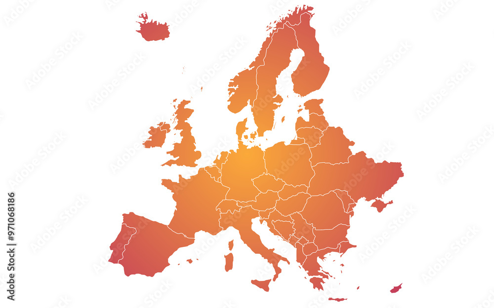 colored Europe map with countries outline for presentations, posters ...