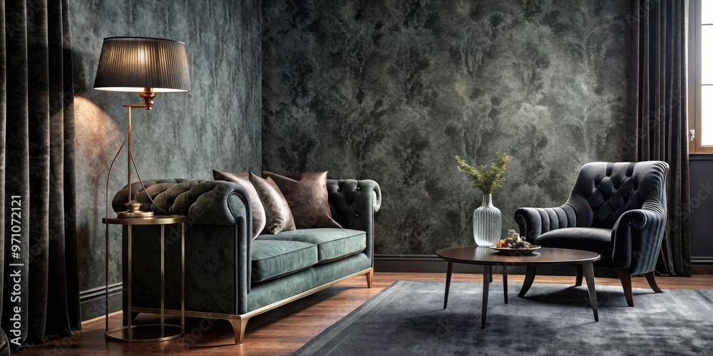Luxurious dark velvet textured wallpaper with subtle sheen, rich black ...