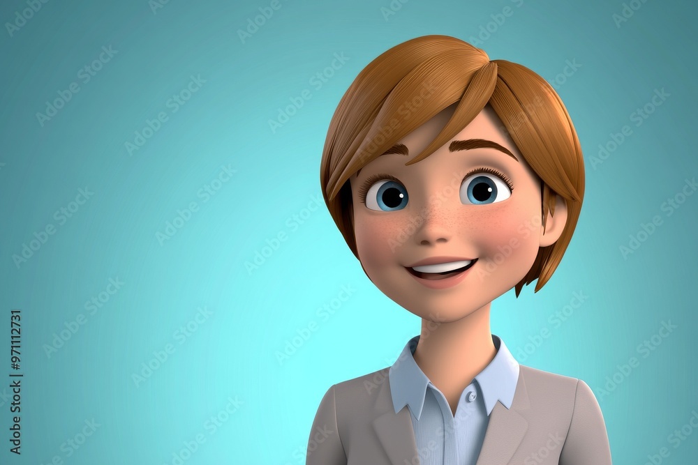 Animated character cartoon illustration of a redhead businesswoman ...