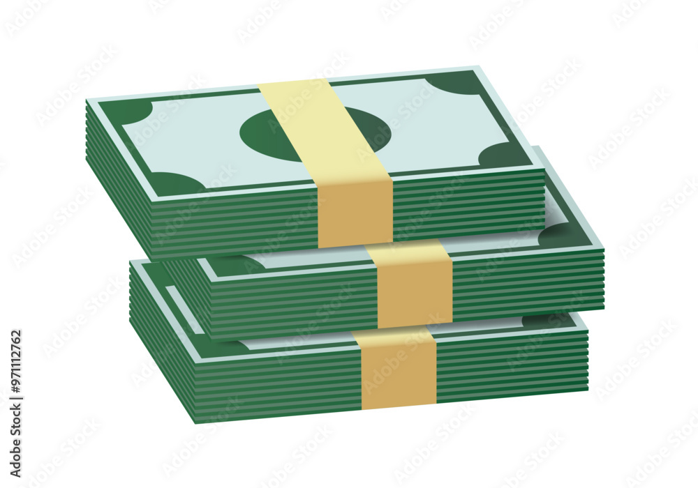 Stack of cash. Wad of cash. Vector color clipart isolated on white ...
