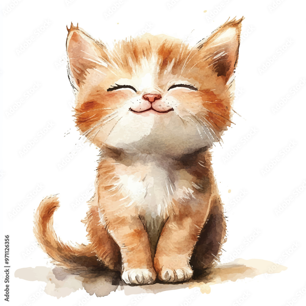 cute cat watercolor clipart illustration isolated Stock Vector | Adobe ...