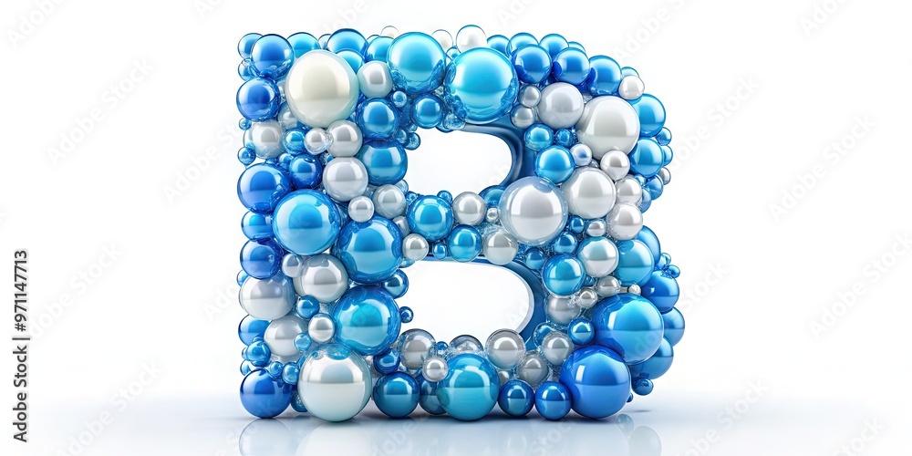 Vibrant blue and white alphabet letter B made up of rounded bubbles ...