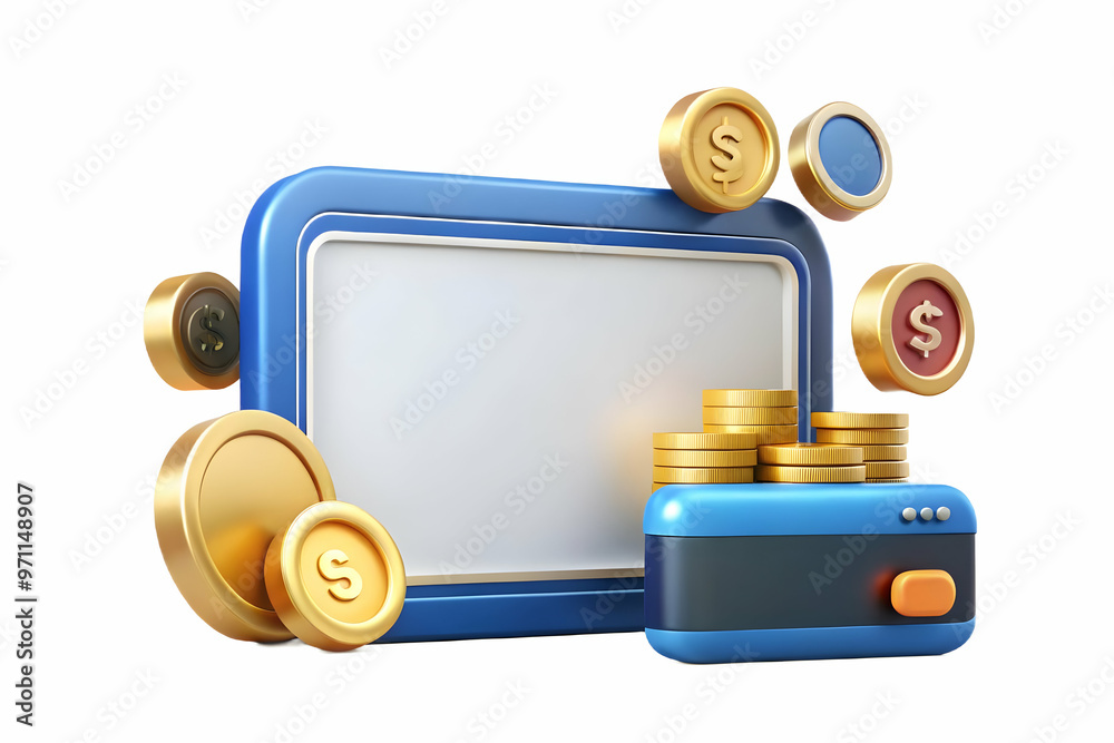 Sleek Border Frame with Coins and Credit Cards Modern Minimalist Design ...