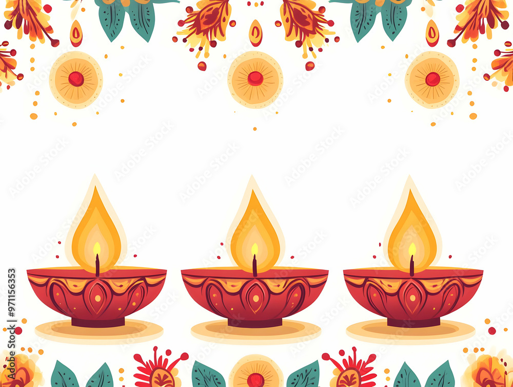 Flat Diwali Diya & Swastik Symbol Border Frame with Copy Space for ...
