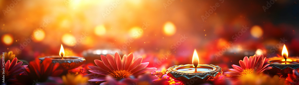 Spiritual Diwali Diya and Swastik Symbol Border Frame with Copy Space ...