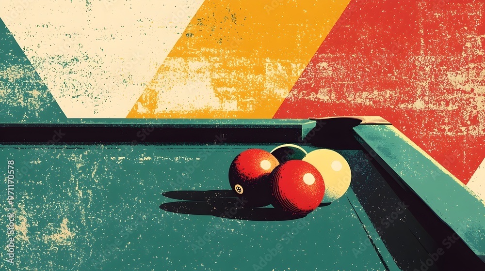 Retro Snooker Tournament Poster with Bold Colors and Vintage Typography ...