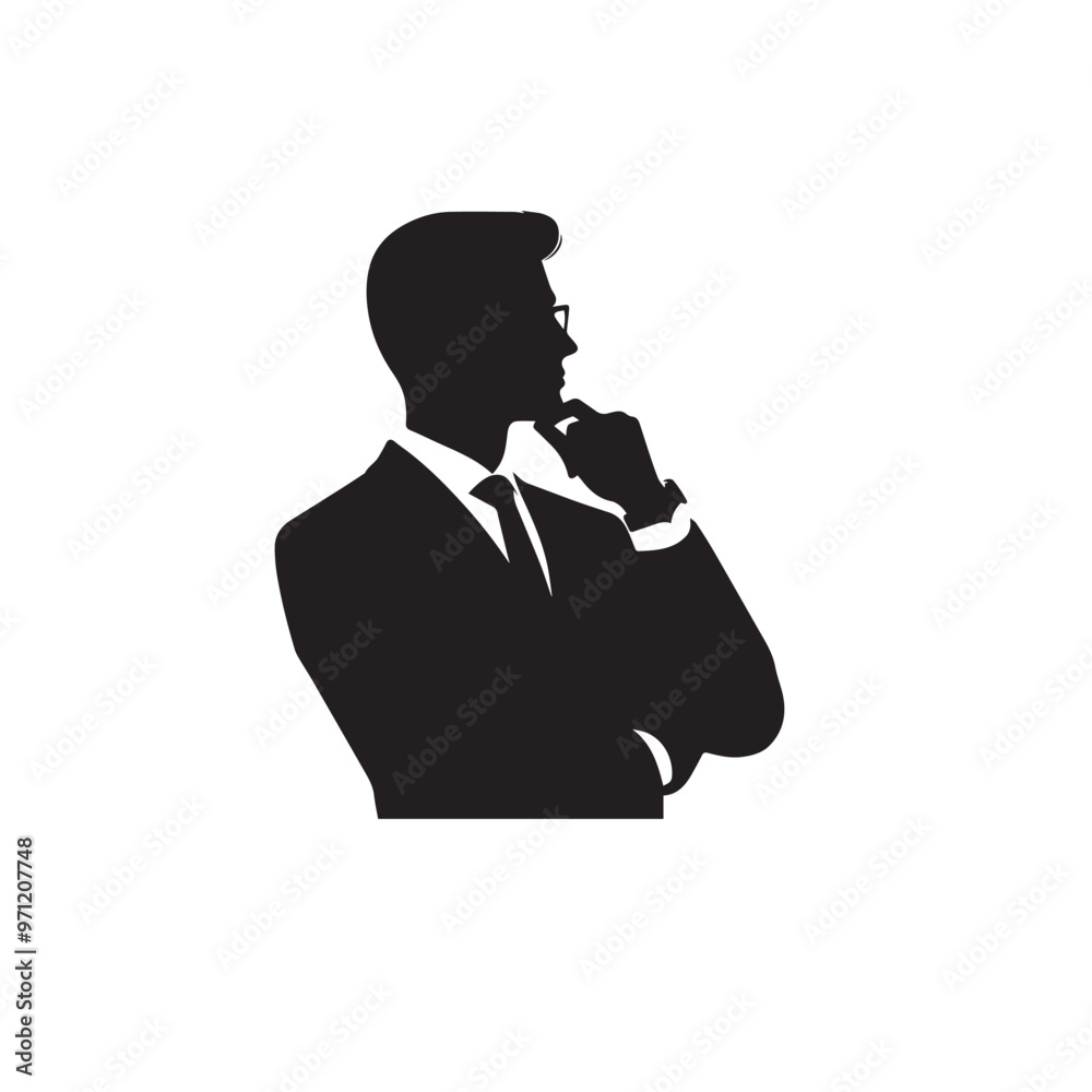 Businessman thinking vector illustration. Professional man silhouette ...
