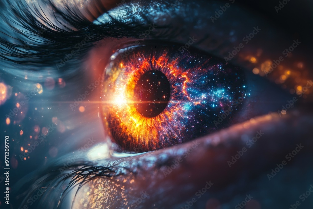 Cosmic Eye - Detailed Close-up of Human Eye with Vivid Colors and ...