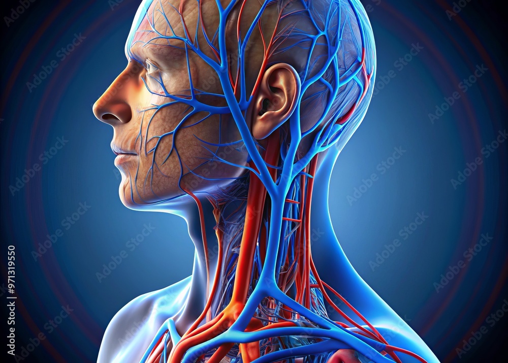 vascular anatomy of the neck Stock Illustration | Adobe Stock