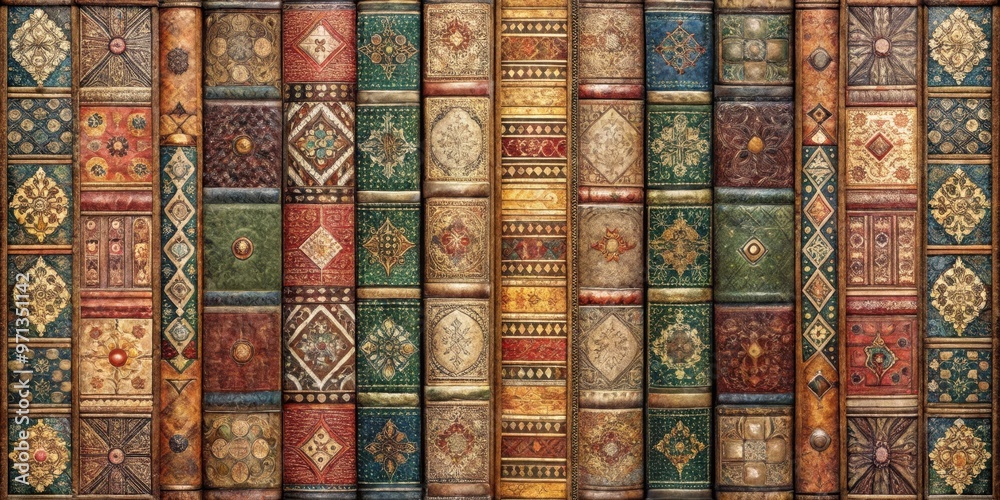 Seamless book cover texture overlaid with various other textures ...