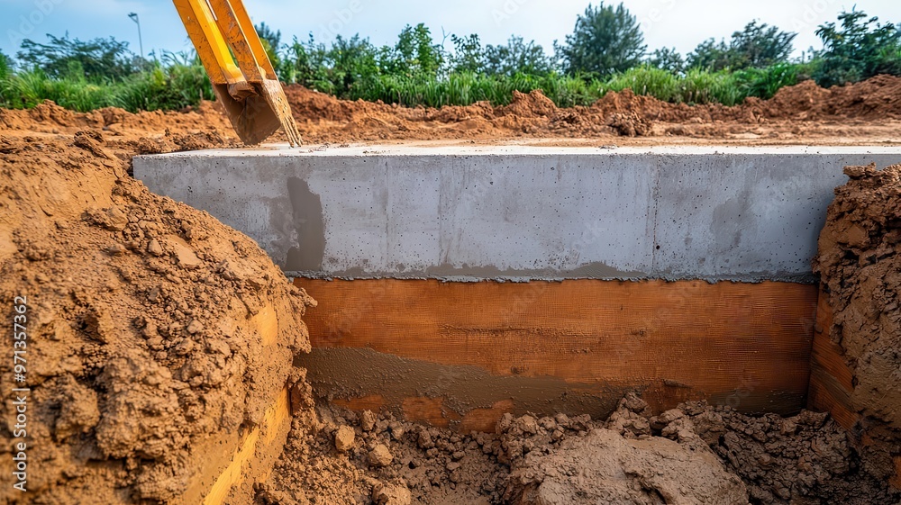 Foundation being poured, concrete slab foundation for a house ...