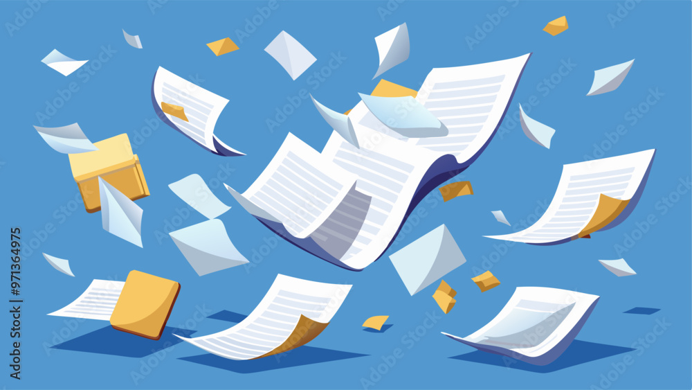 Paper sheets flying set isolated on transparent background. Vector ...