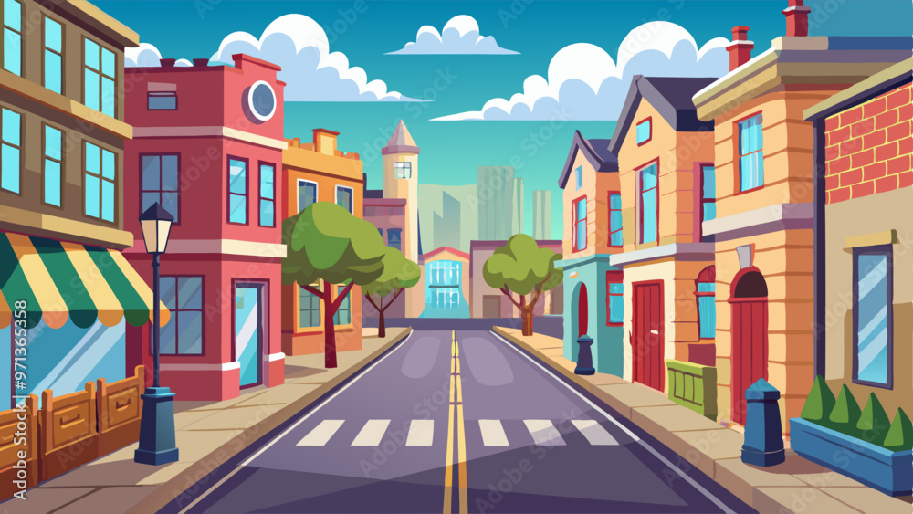 Cartoon city street in vector. Mayfair district in London. Town ...
