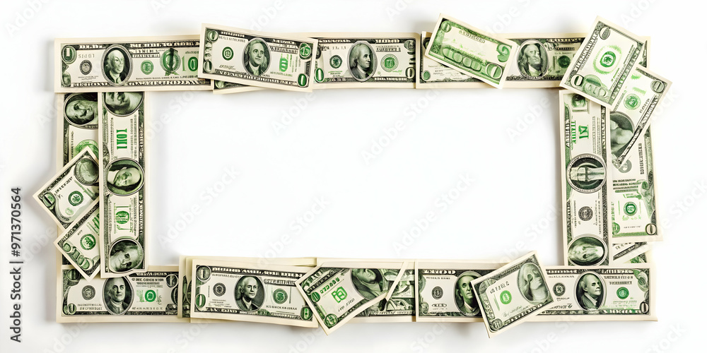 3D Dollar Bill Border Frame with Savings Labels - Ideal for Financial ...
