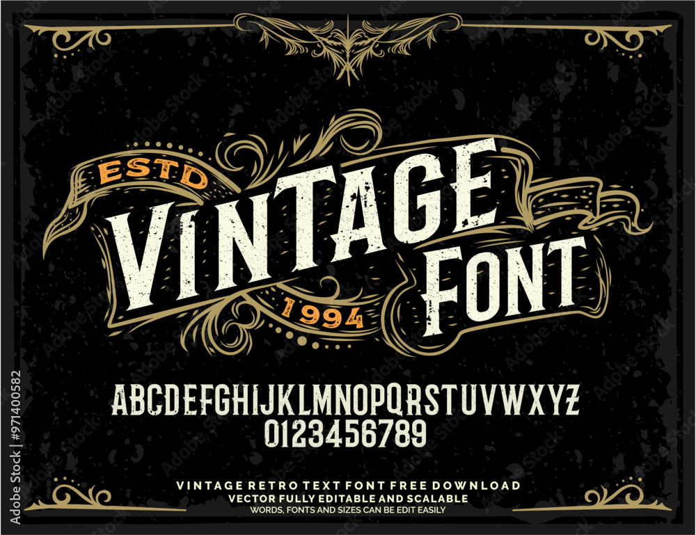 FONT VINTAGE RETRO VICTORIAN SERIF SCRIPT FONT TYPOGRAPHY LETTERING ...