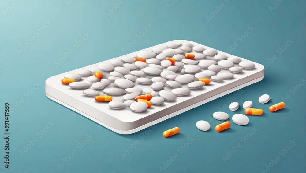 Vector Illustration of pharmacy drug health tablet pharmaceutical, Realistic pills blister pack ...