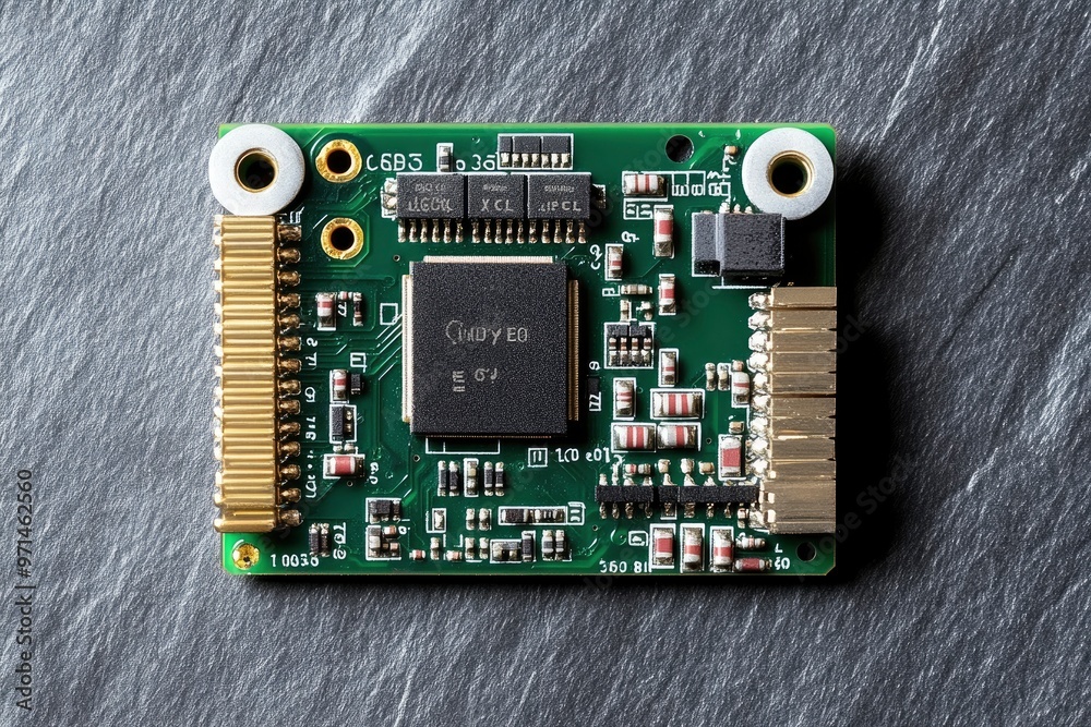 Raspberry Pi 5 circuit board on a grey slate background with generative ...