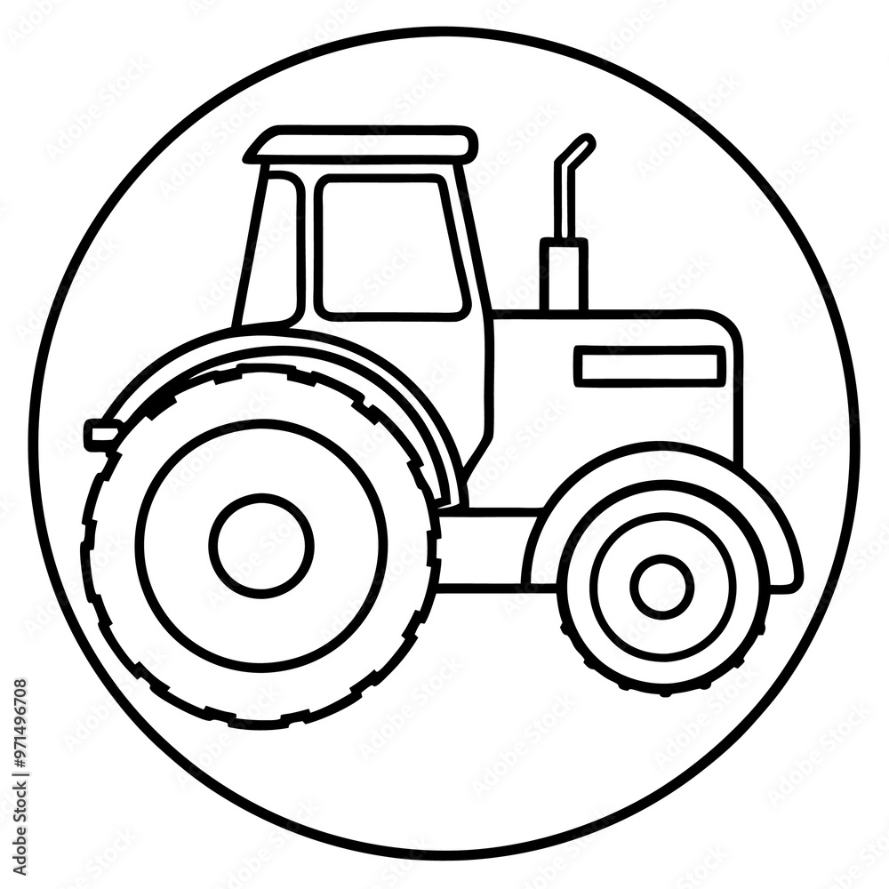 tractor machine outline coloring book page line art drawing Stock ...