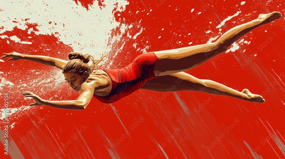 Dramatic scene of a brave fantasy warrior in combat with a giant scaled ...