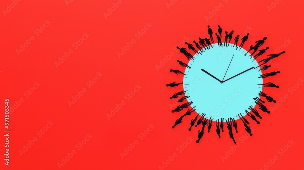 A clock with human figures as the hands, rotating rapidly to represent the cycle of employees ...