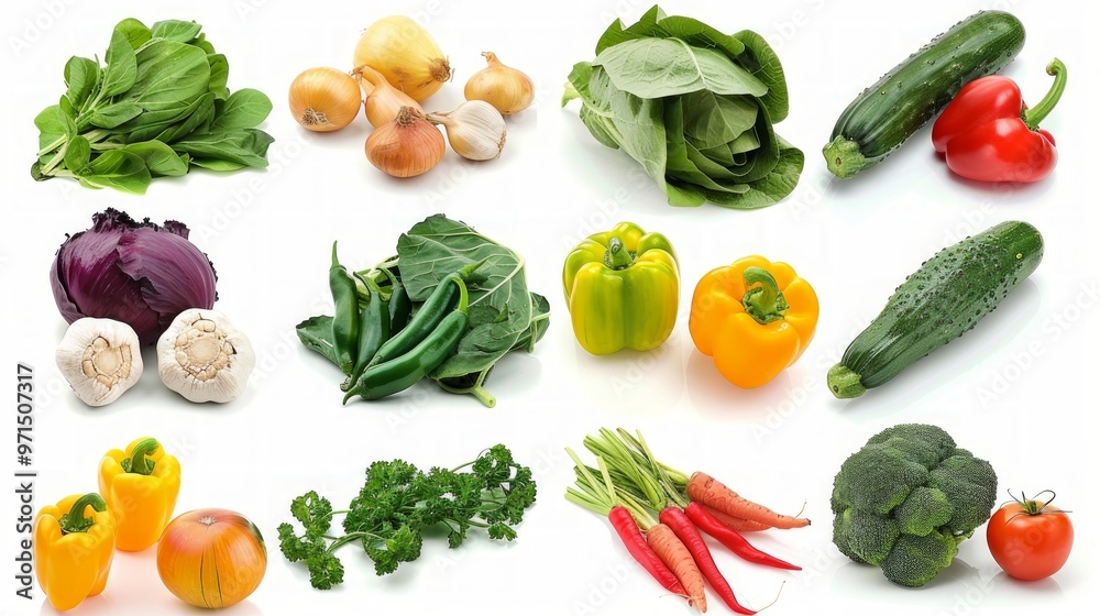 Food and fruit and vegetable pie charts presented on a clean white ...